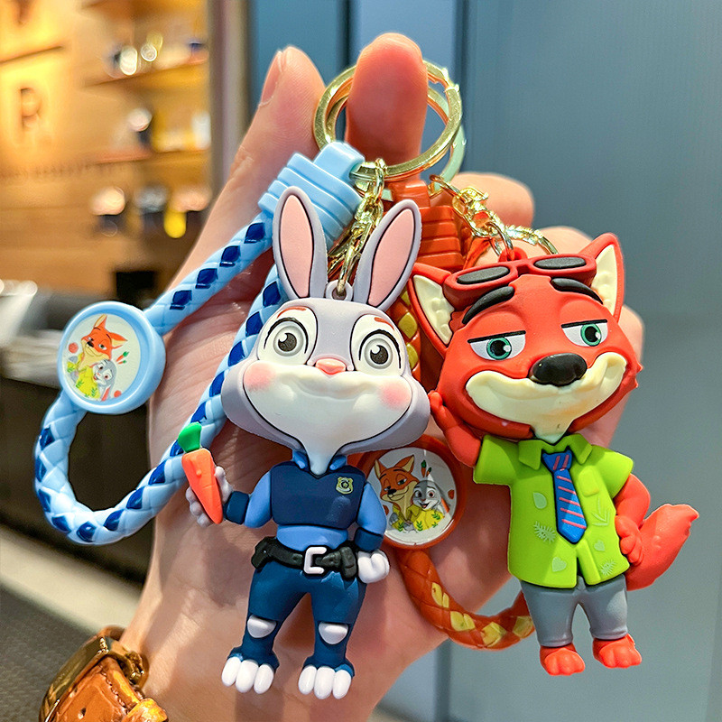 Disney Movie Zootopia Keychain Judy Nick Cartoon Cute Pvc Keyring Gifts ...