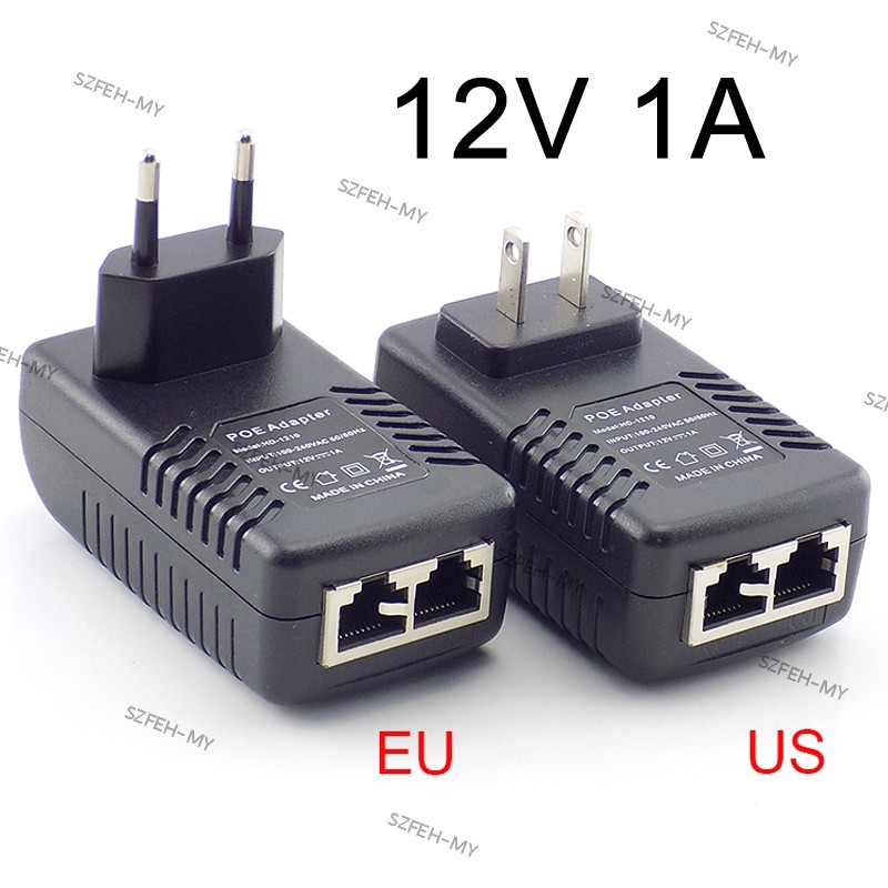 12V 1A POE Adapter Injector Switch Power Supply Wireless Ethernet ...