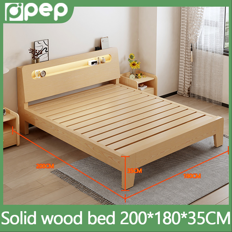 Natural solid wood bed PPEP handmade 2 meters long load-bearing 500KG ...