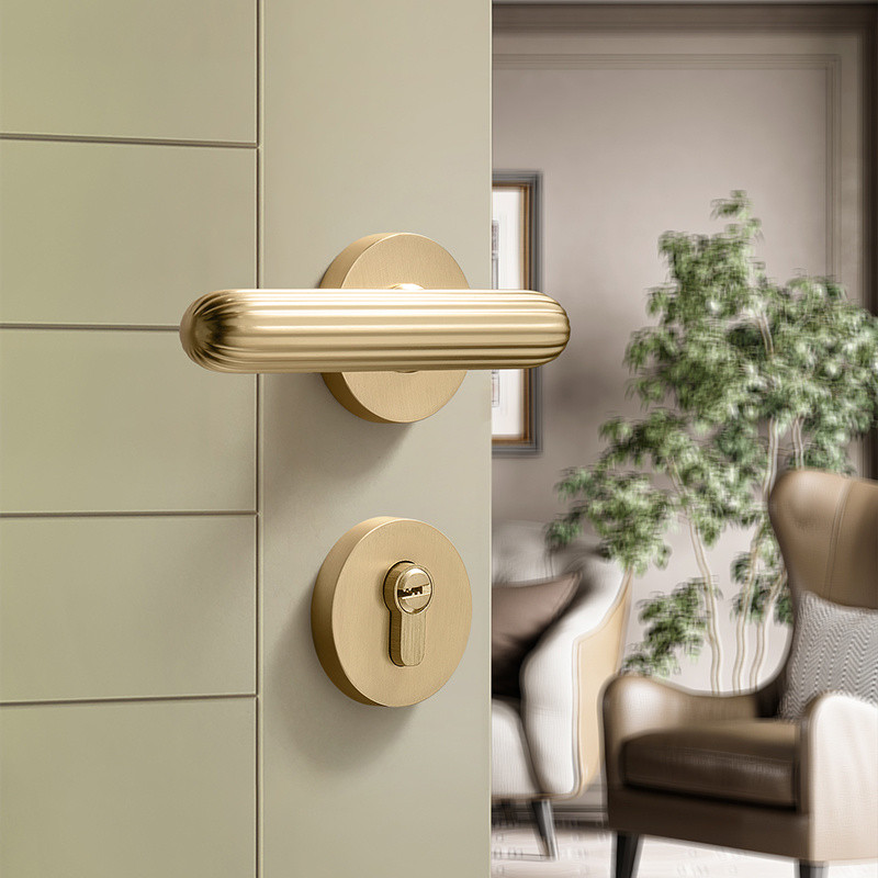 Household Golden Door Lock Indoor Bedroom Universal Type Mute Modern ...