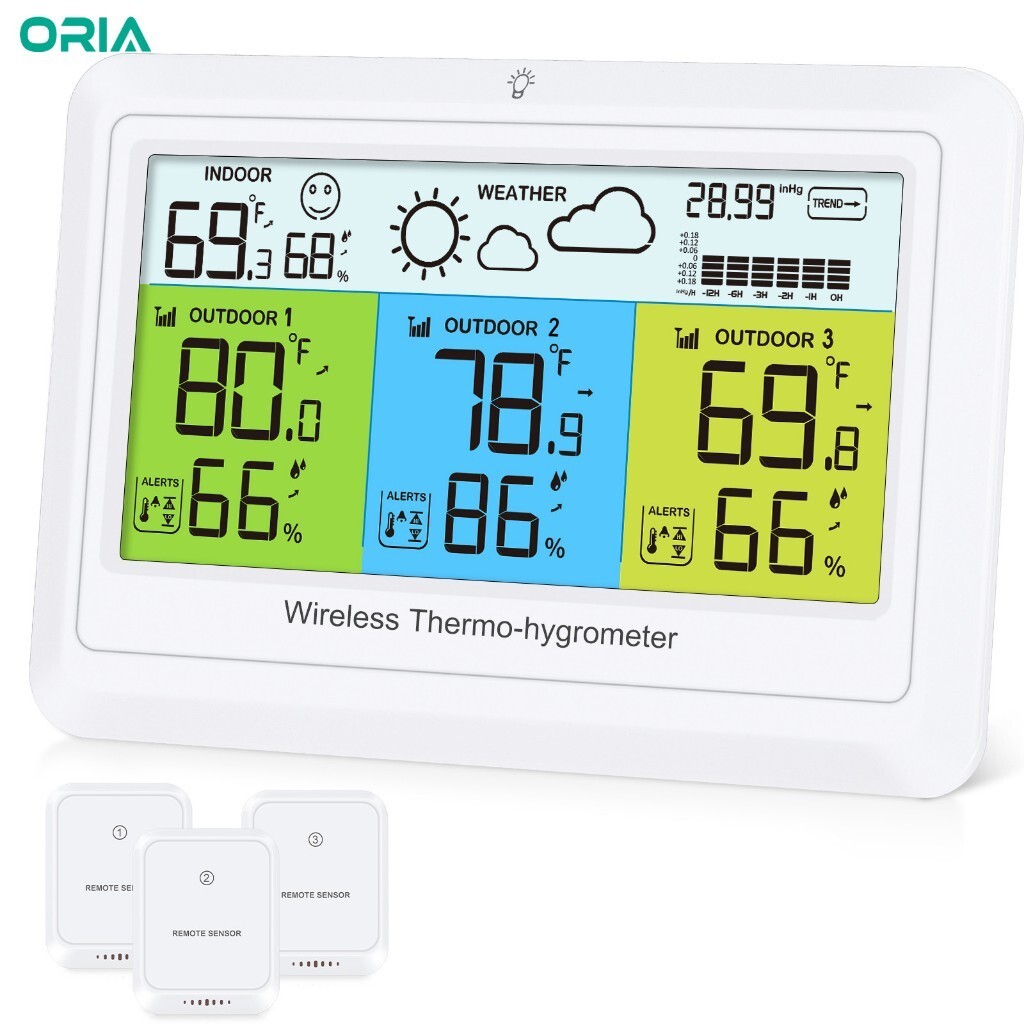 ORIA Indoor Outdoor Thermometer Digital Temperature Humidity Monitor ...
