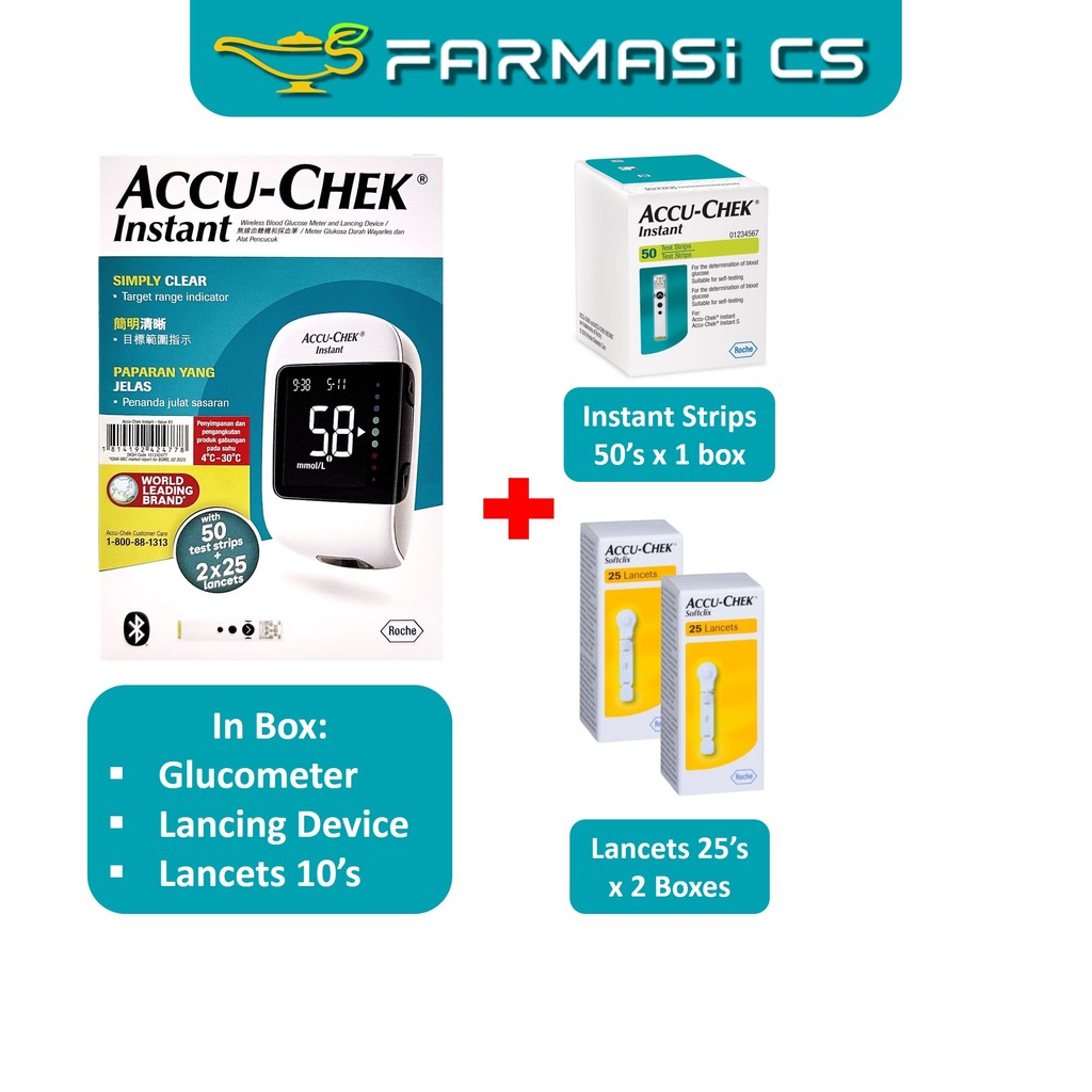PROMO Accu Chek Instant Glucometer + Test Strips 50's + Lancing device ...