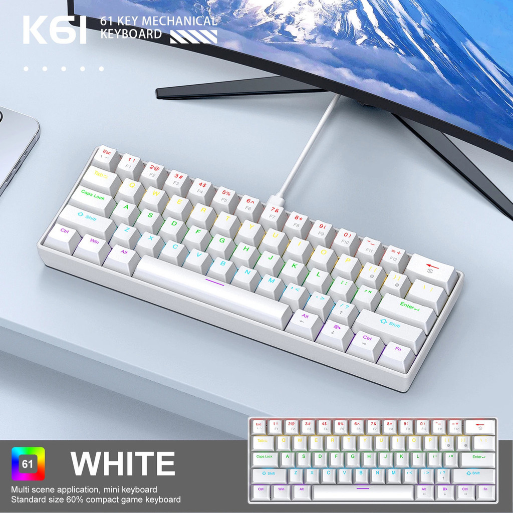 APAYADO K61 Wired Mechanical Keyboard 60% Portable Mini Wired Keyboard ...