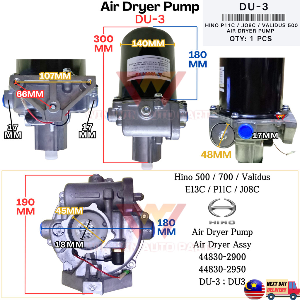 DU-3 Hino 500 700 Validus E13C P11C J08C (Pam Pengering Udara) Air ...
