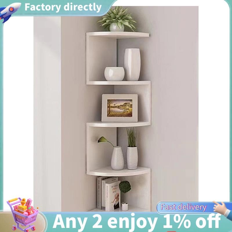 5-Story Shelf Corner Floating Shelf Wall Shelf Corner Bookshelf Family ...