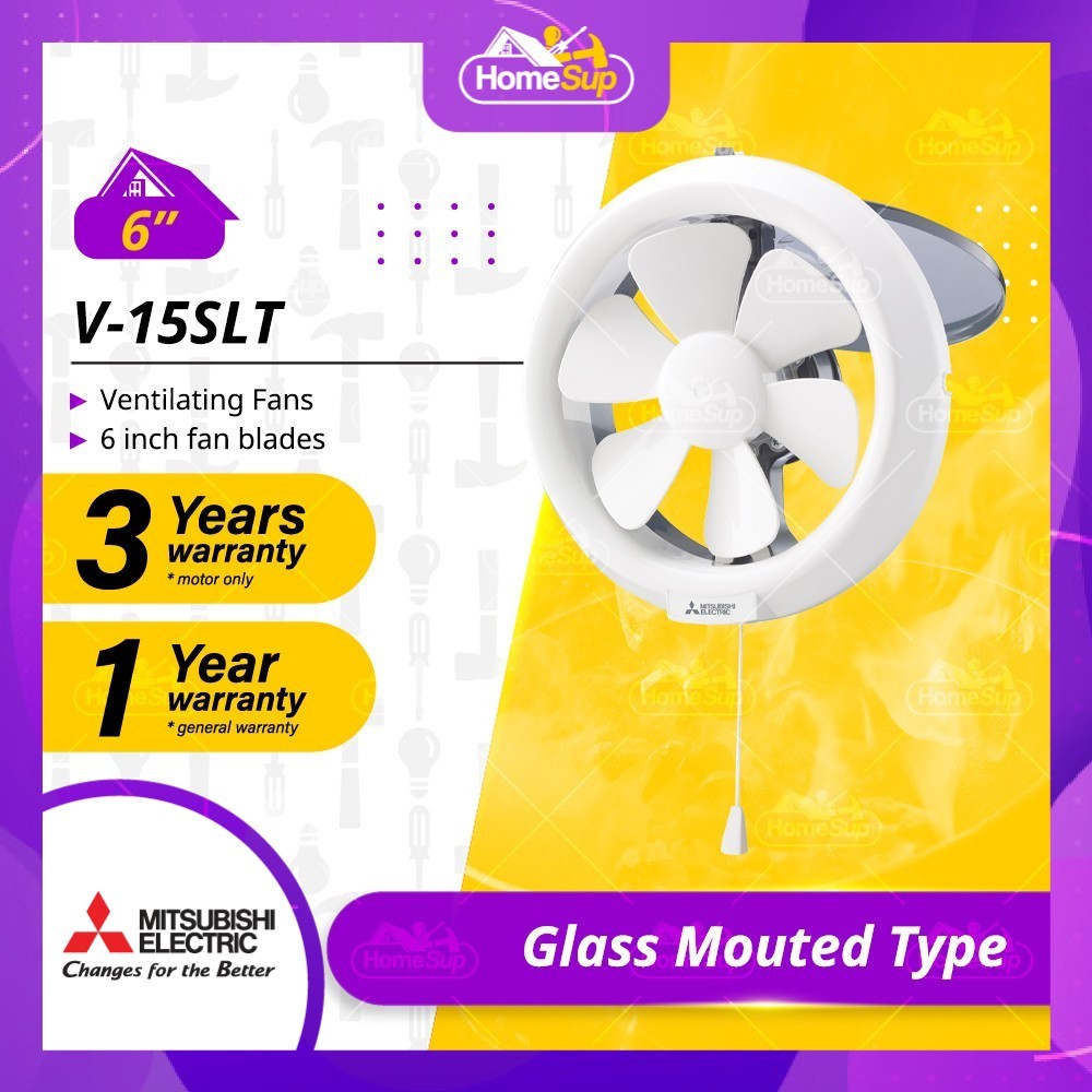 Mitsubishi Glass Window Ventilating Exhaust Fan V-15sl6t - (6" - Fan ...