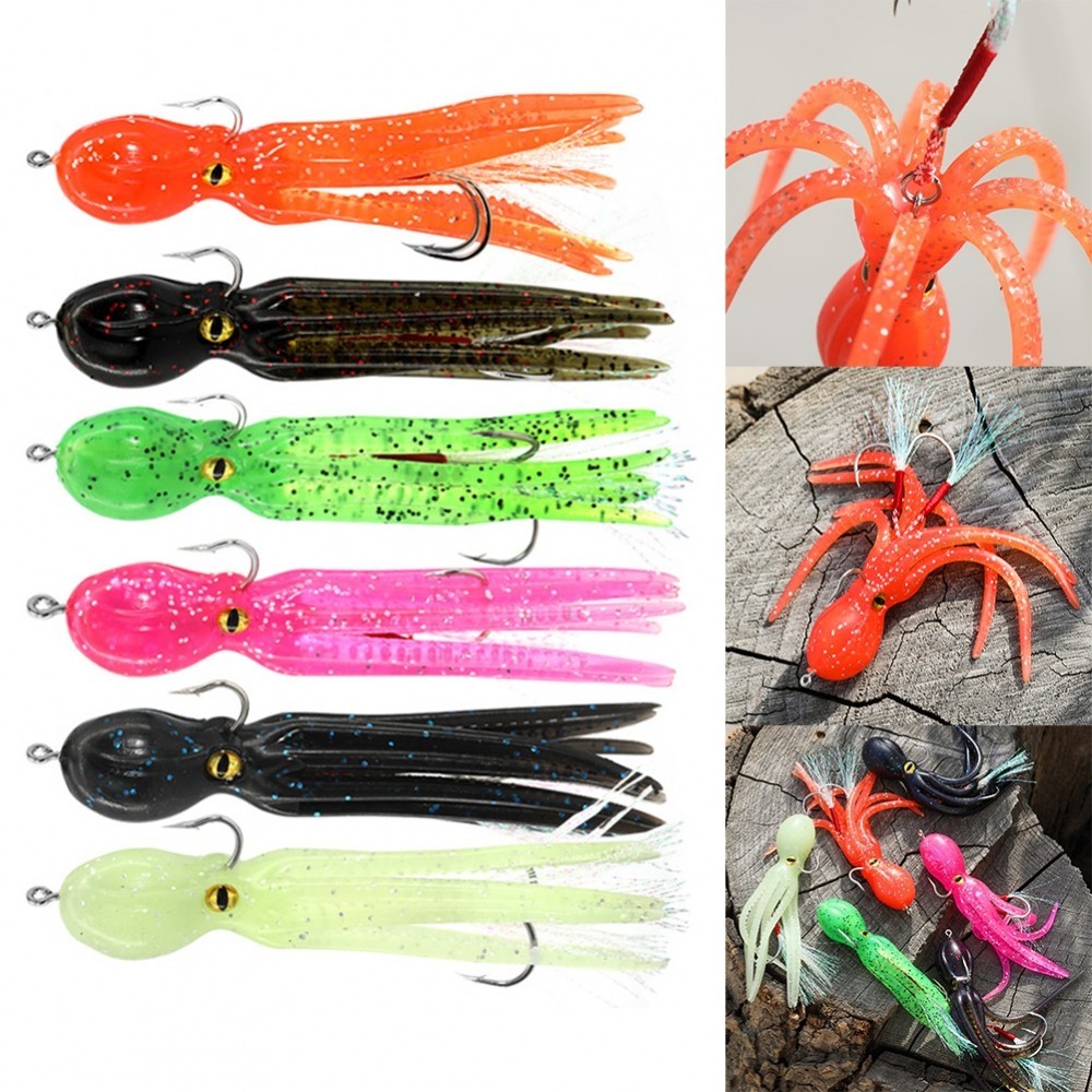 Reel Them In with Heavy Skirt and Double Hook 1PC 22g/11cm Octopus Lure ...