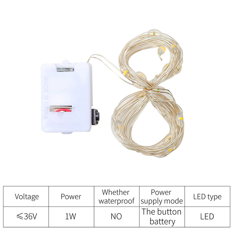 1/2/3/5M LED Creative 7 Color Button Battery Box Of Copper Lamp Series ...