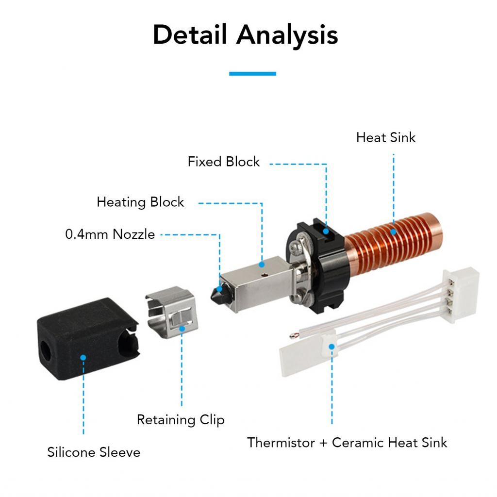 Superparis Extruder Print Head Kit Heater Block Heating Tube Thermistor ...