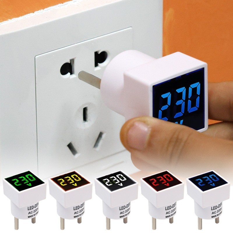AC50-500V LED Digital Voltmeter Plug - Mini EU Voltage Measurement Plug ...
