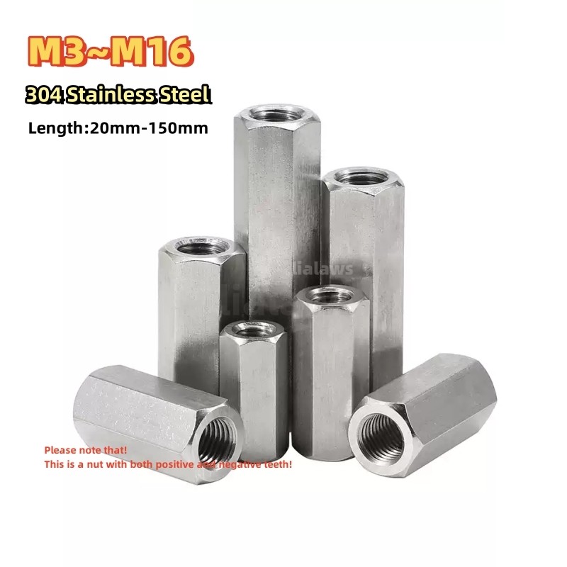 Hex Nut Extended Screw Rod Thread Bar 304 Stainless Steel Positive And ...