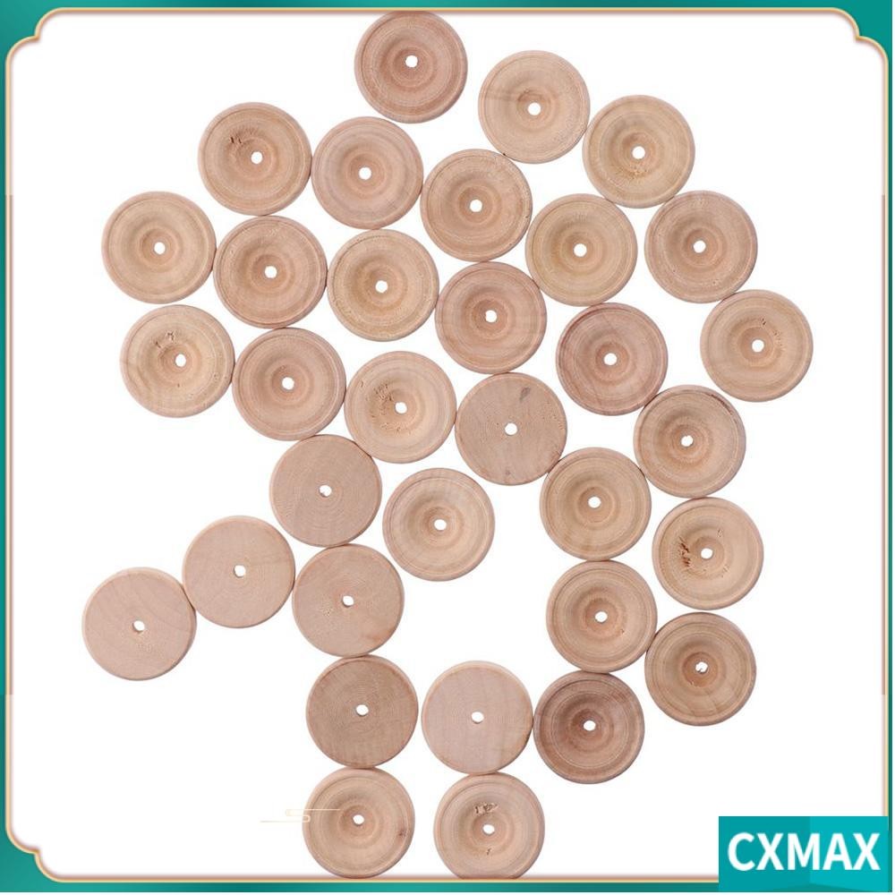 CVMAX 30pcs Craft Wheels, 3x1.2cm 3.5mm Hole Wooden Wheels, Mini Wood ...