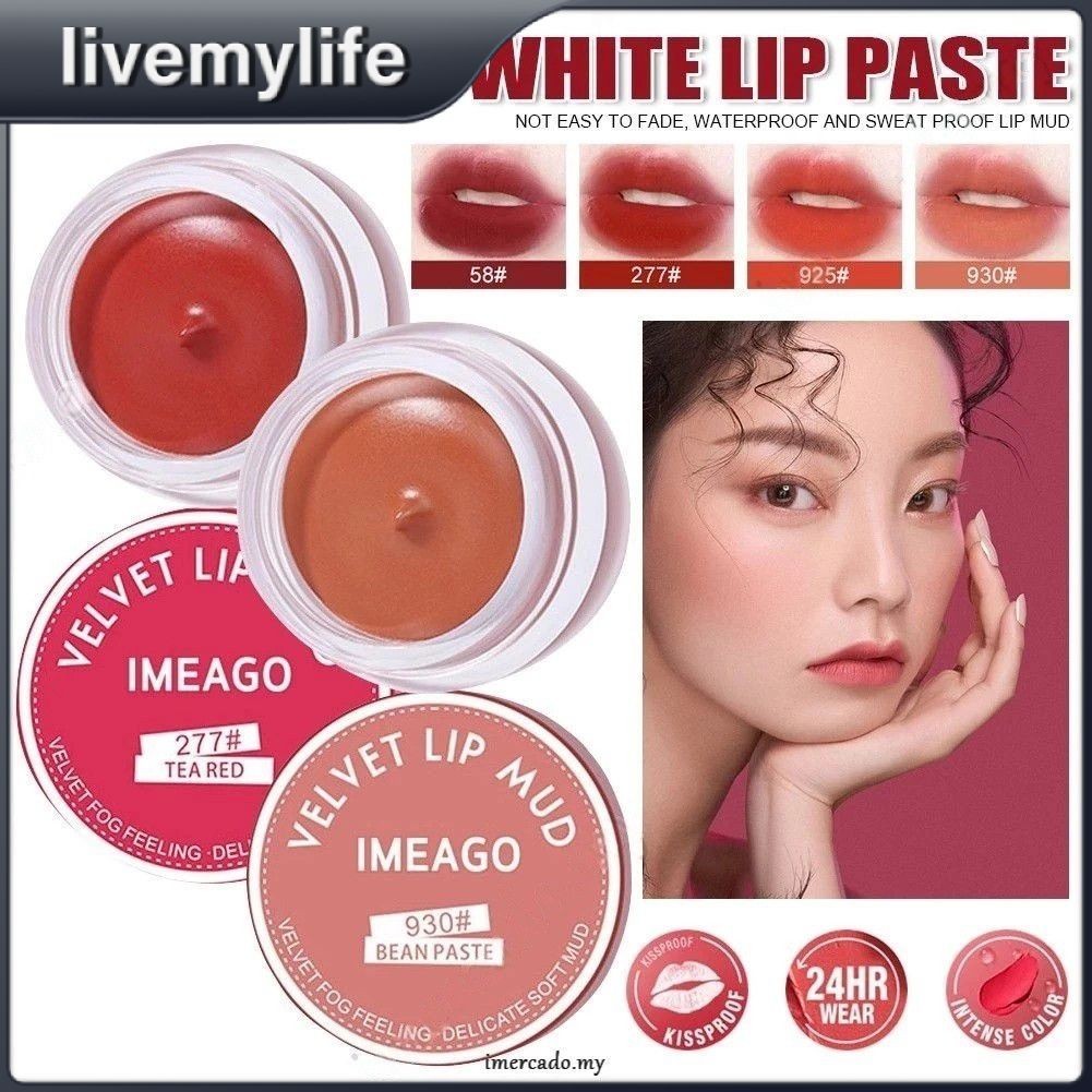 IMEAGO Canned Lip&Cheek Lipstick 4Colors Matte waterproof Lip Glaze Lip Mud with Brush | Shopee ...