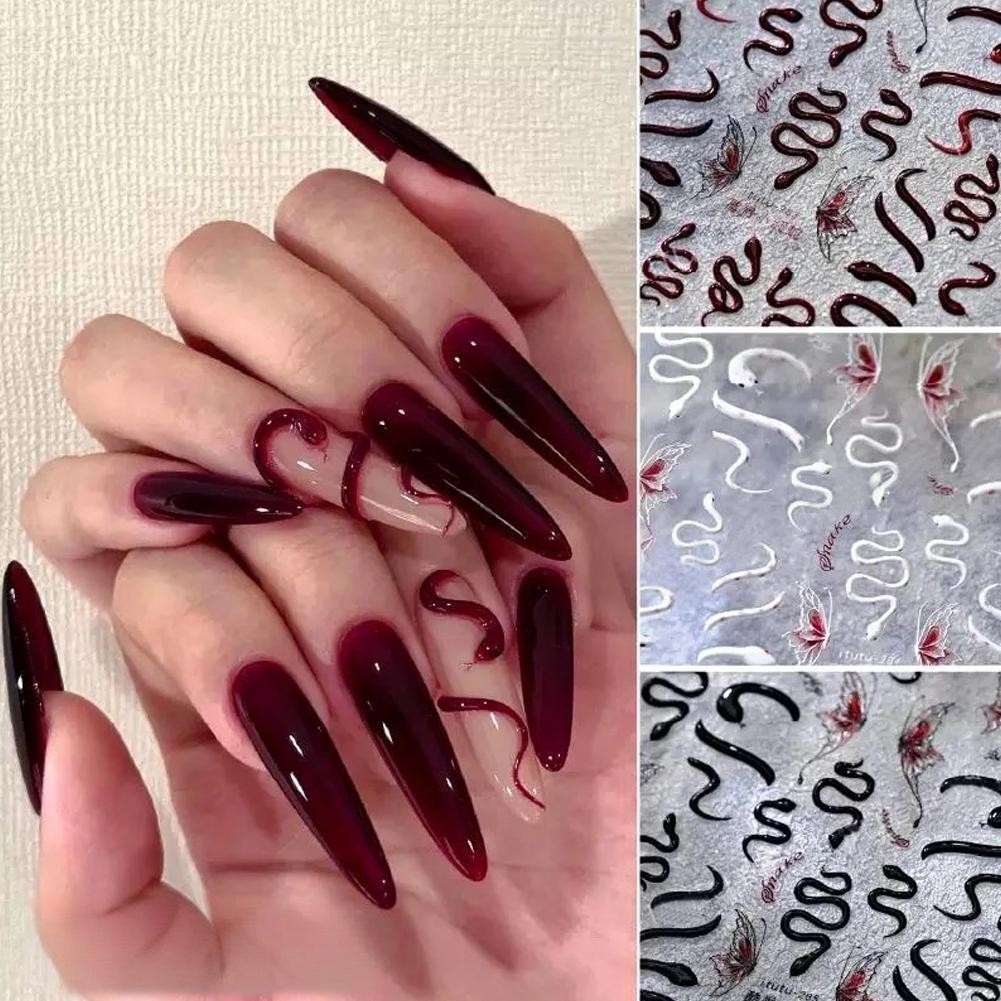 STAR Year Of The Snake Nail Art Sticker Little Red Snake Nail Sweet ...