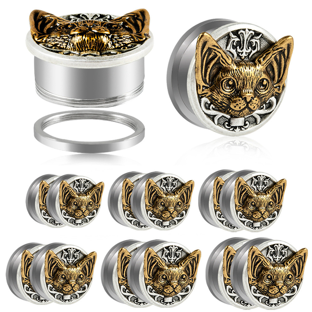 Two-in-one Ear Expansion Bronze Color Spirit Cat Pulley Ear Expander ...