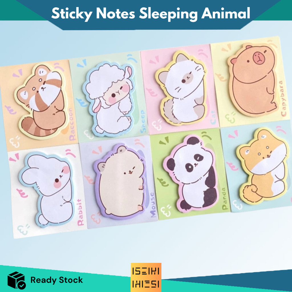 Iseiki Sticky Notes Animal Sleepy Cute Memo Notepad Kawaii 3D Unique ...