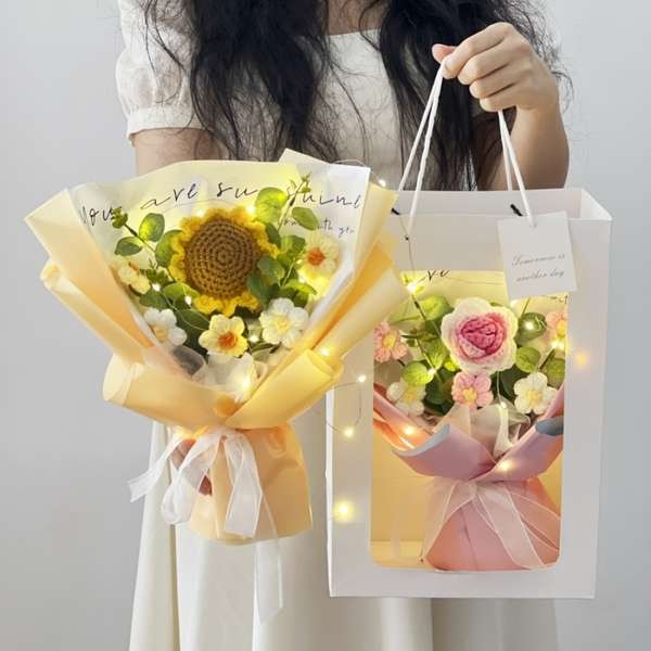 crochet flower bouquet flower bouquet Kreatif Mengait Buatan Tangan ...