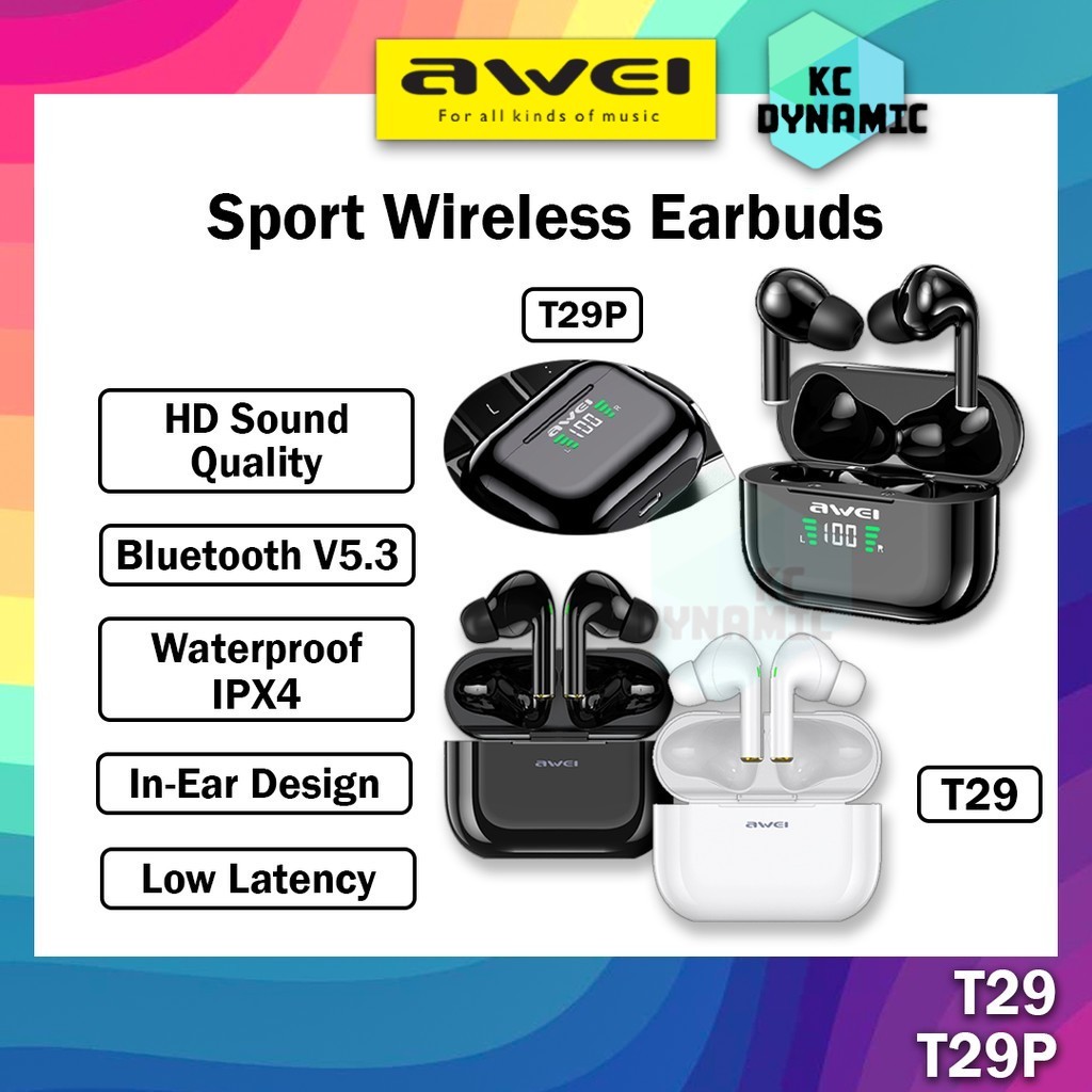 Awei T29P True Wireless Earbuds Sport Earbuds Earphone Awei T29 Headphone Awei Bluetooth Earbuds ...