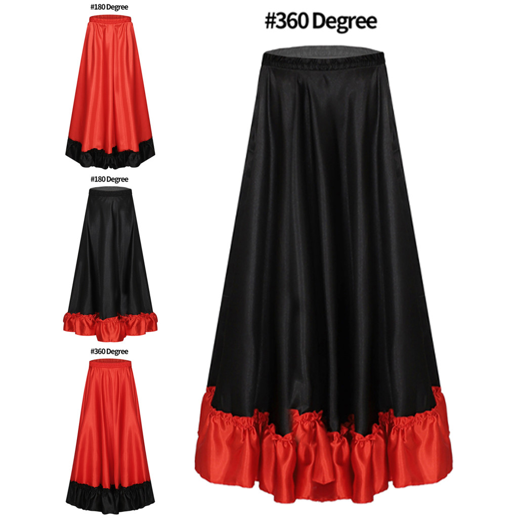 Yeahdor Girls Spanish Bull Dance Skirt Belly Dance Skirt Big Swing ...