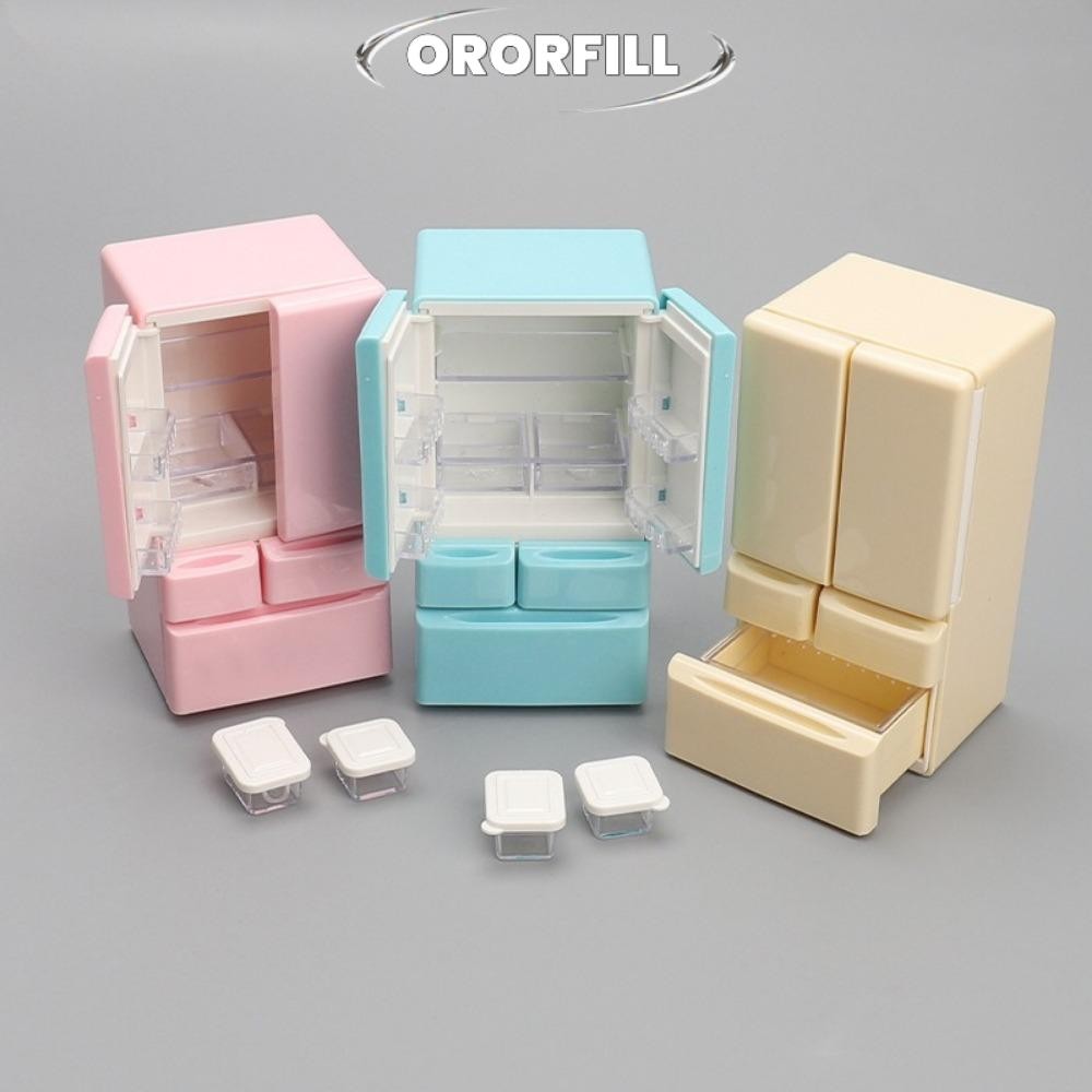 ORORFILL Miniature Fridge, Plastic Double Door Simulation Refrigerator ...