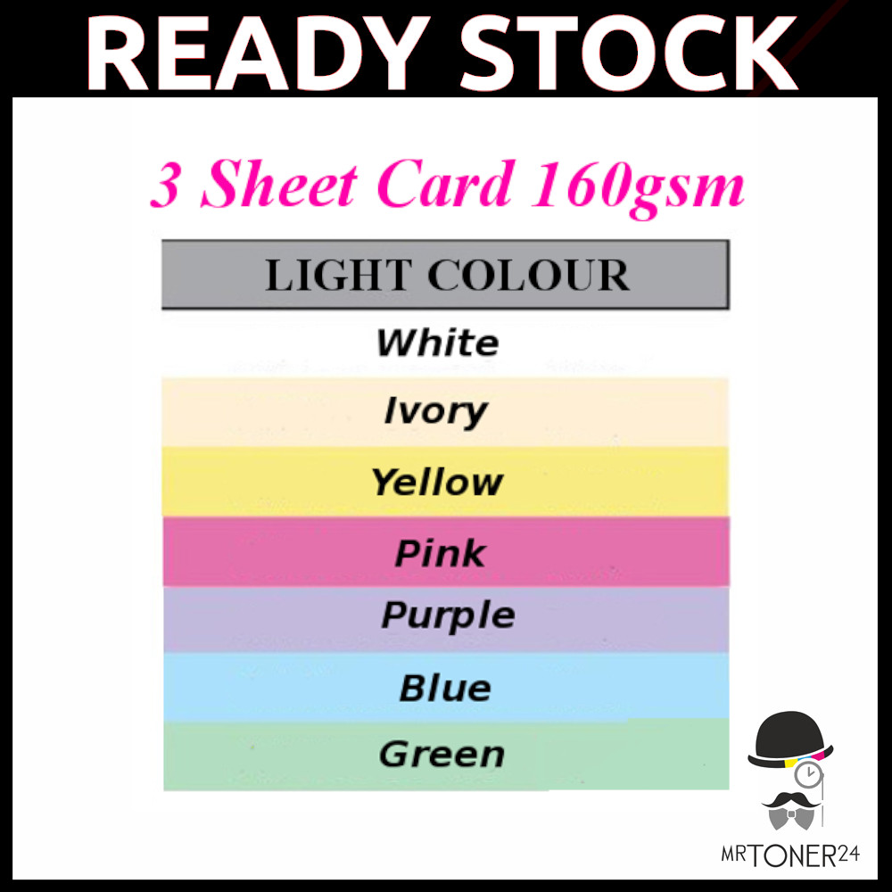(100pcs/Packs) LUCKY STAR A4 PREMIUM COLOUR PAPER COLOR 160gsm 160g / 3 ...