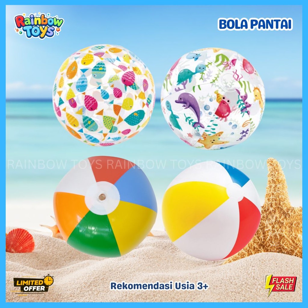 Intex Beach Ball Children's Toy Colorful Inflatable Swimming Ball 40/51 ...