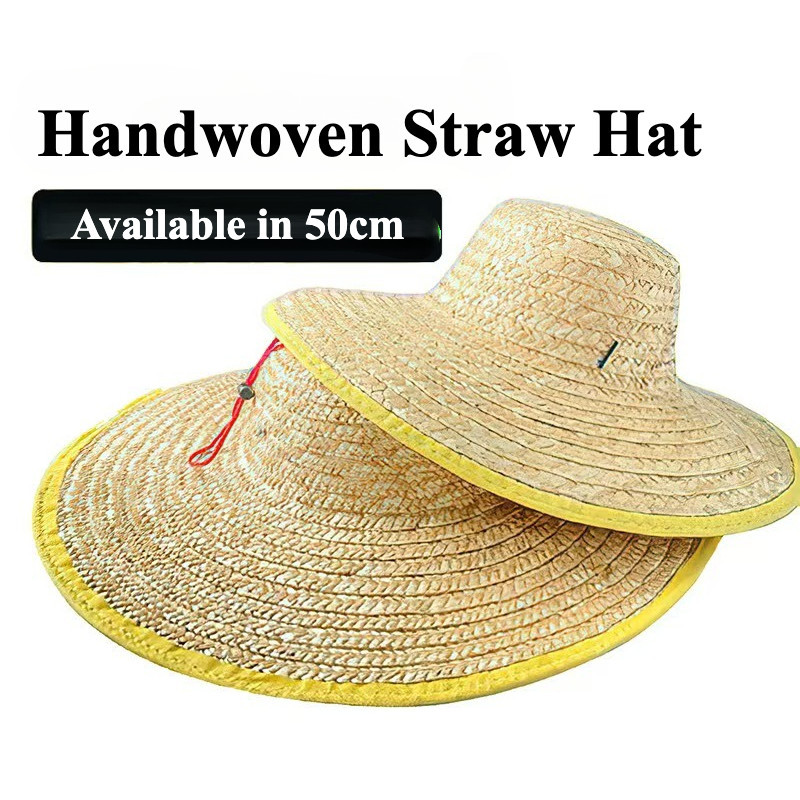 20" Grass Straw Hat/Topi Mengkuang/Topi Rumput Jerami Petani | Shopee ...