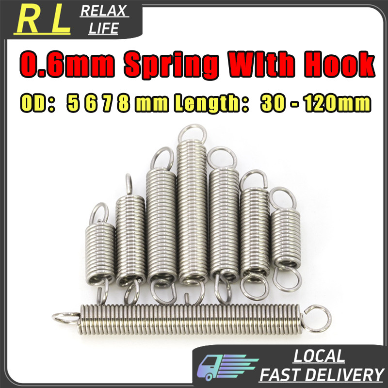 【RL】5pcs Tension Spring With Hook Wire Diameter 0.6mm OD5-8mm 304 ...