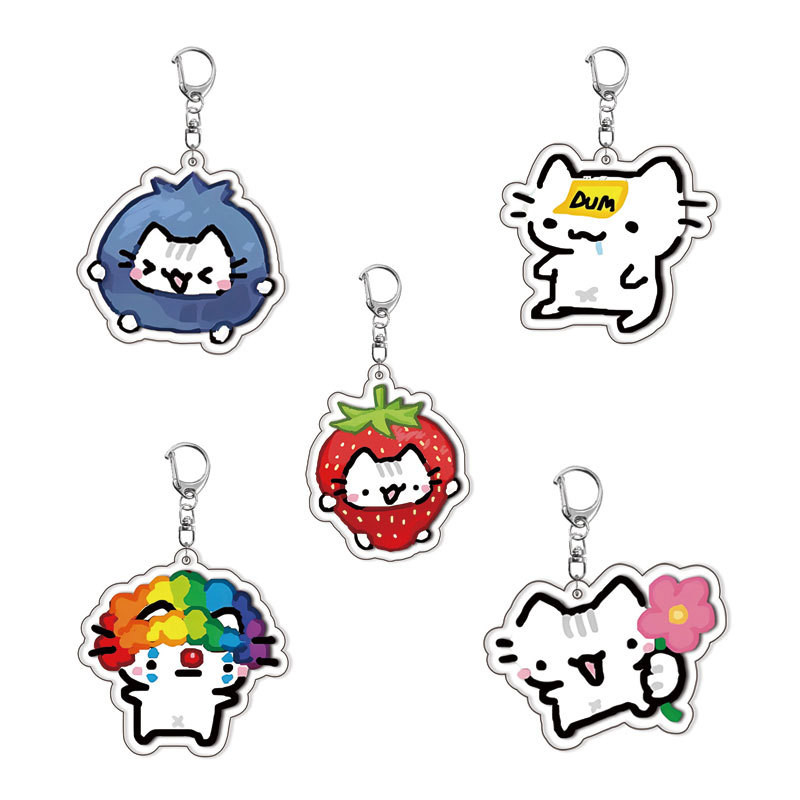 /Cat Acrylic Double-Layer Anime Keychain Cute Creative Pendant | Shopee ...