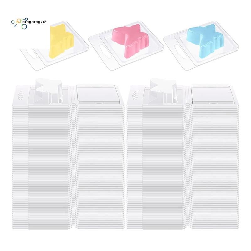 100 Pcs Clear Empty Plastic Wax Clamshell Container Molds PET Single ...