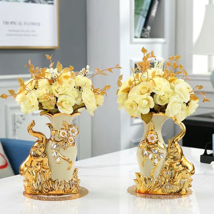 European-style Ceramic Countertop Vase Living Room Flower Arrangement ...