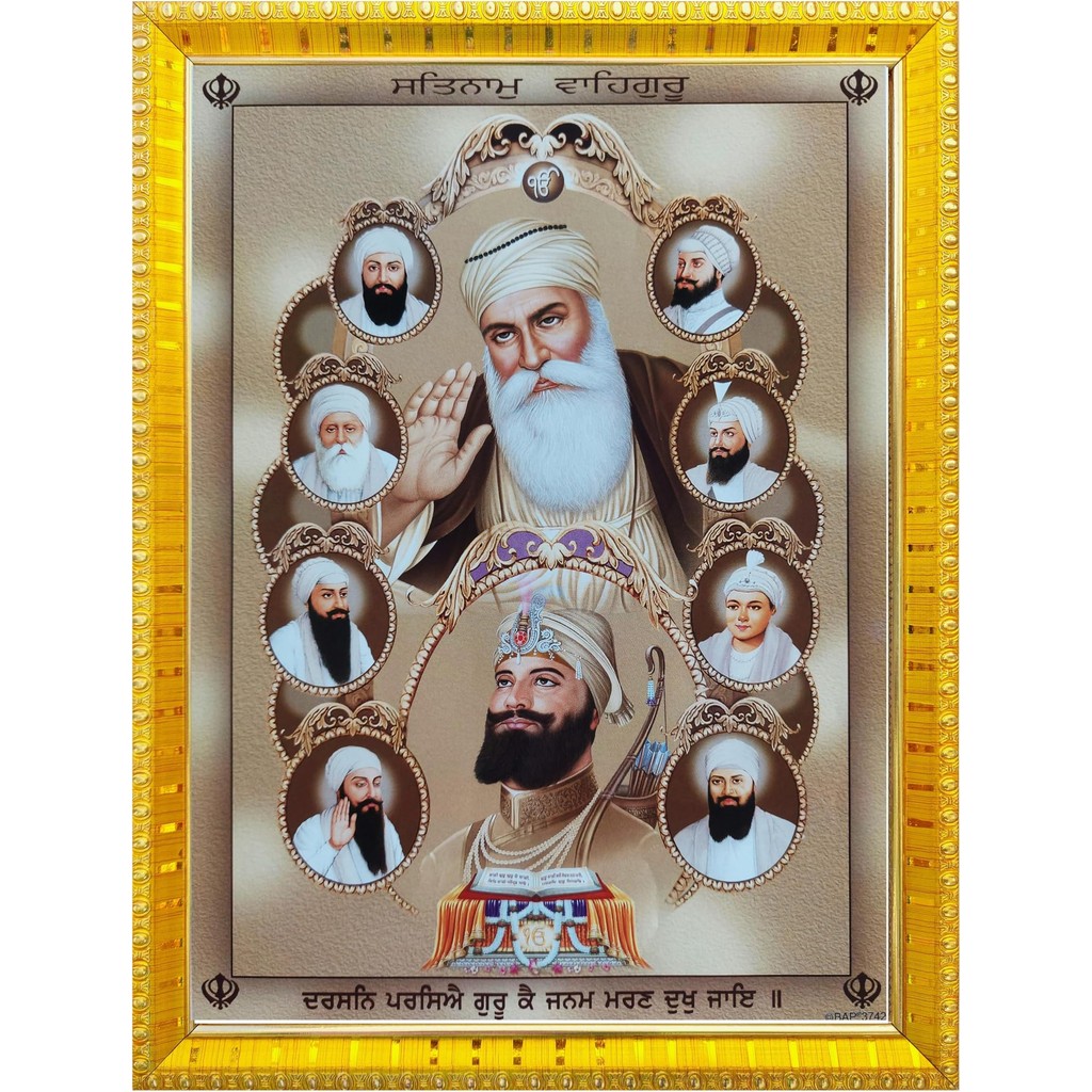 Shree Guru Nanak Dav Shree Guru Govind Singh With in Ten Guru Poster ...