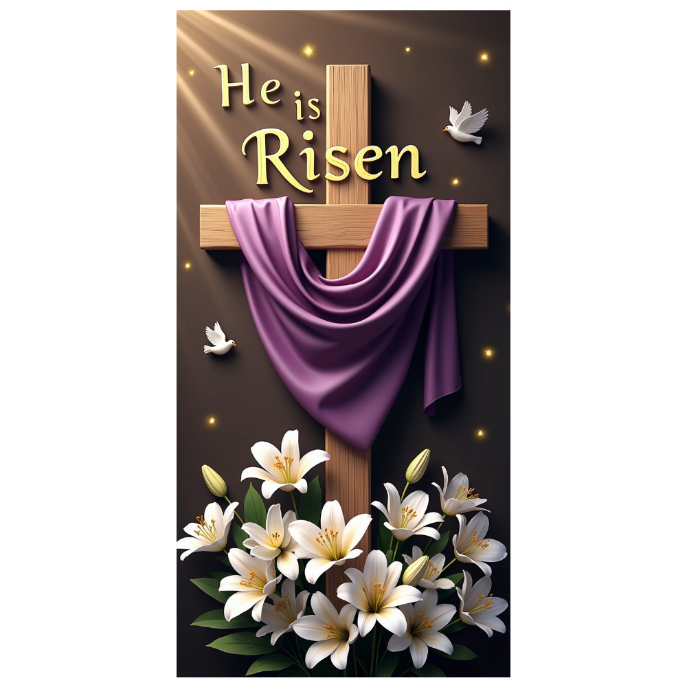 Easter Cross Banner Celebration Church Decoration He is Risen Backdrop ...