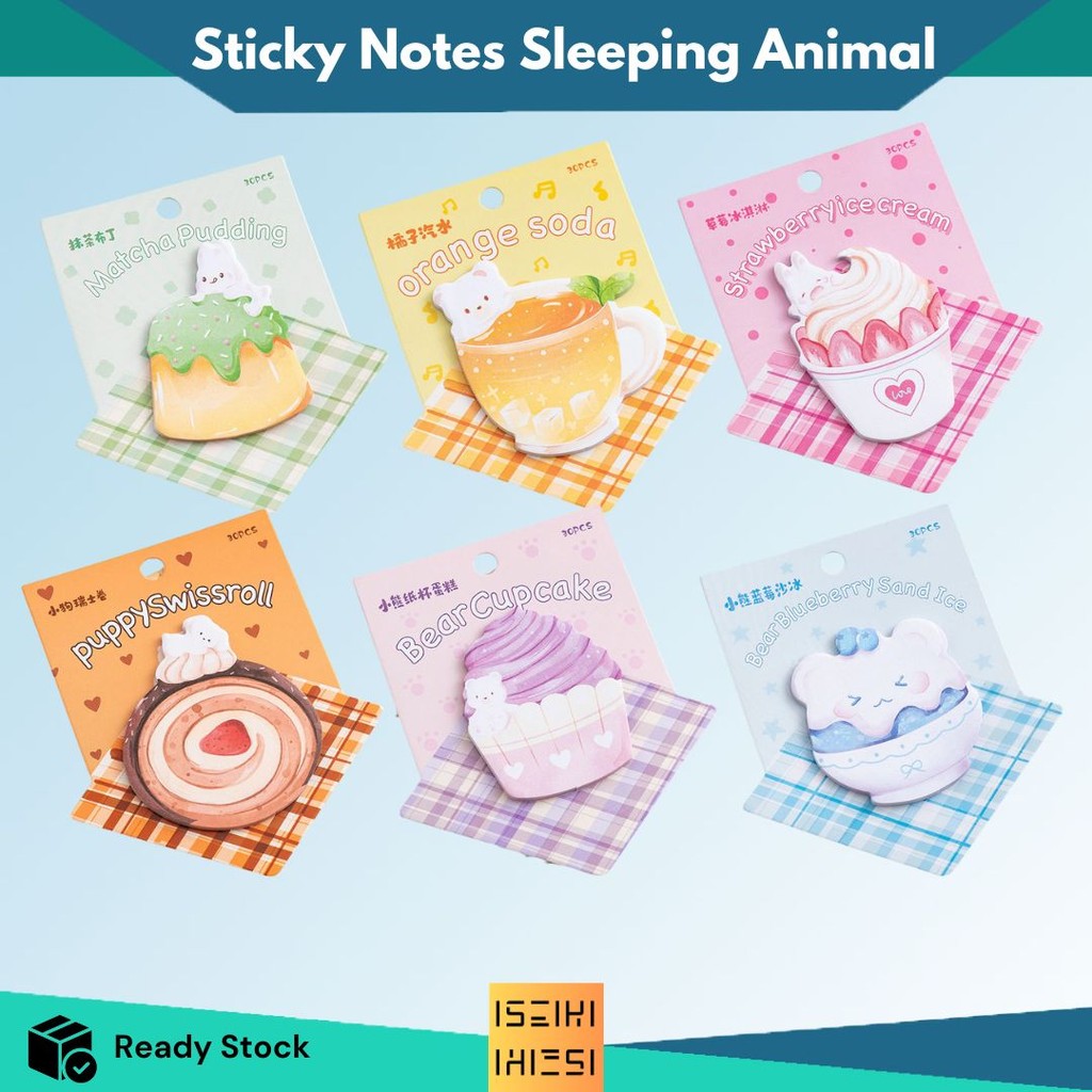 Iseiki Sticky Notes Cute Cupcake Motif Ice Cream Pudding Swissroll ...