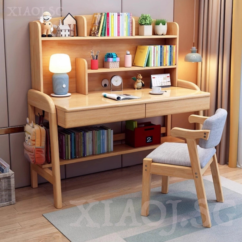 Desk Book XJ Wood Solid Children's Study Desk Simple Study Table With ...