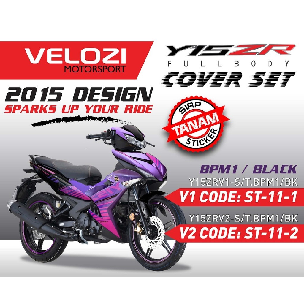 Cover Set VELOZI YAMAHA Y15ZR Y15 V2 Coverset Royal Purple Purba ...
