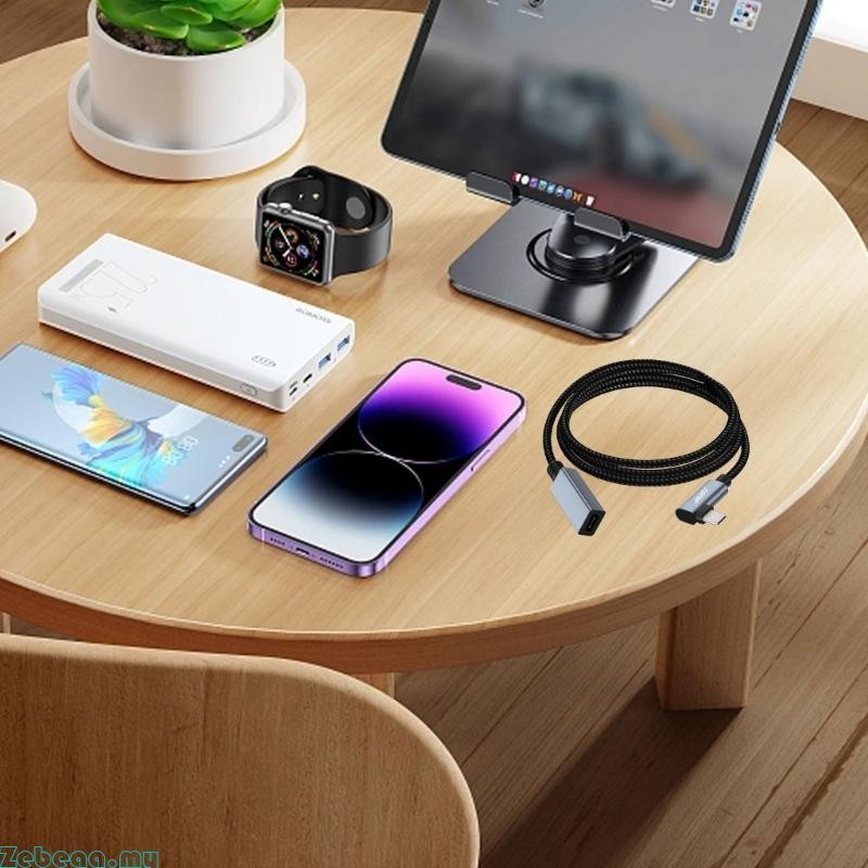 Zebeaa Right Angle USB C Extension Cable Short USB 3 1 Type-C Extension ...