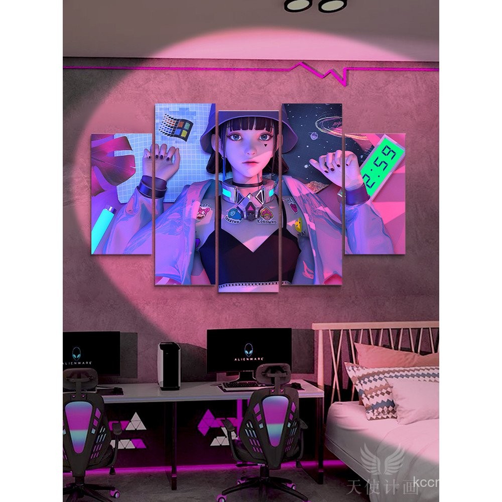 Cyberpunk 2077 Anime E-sukan Lukisan Hiasan Bilik Poster Anime Ruang ...
