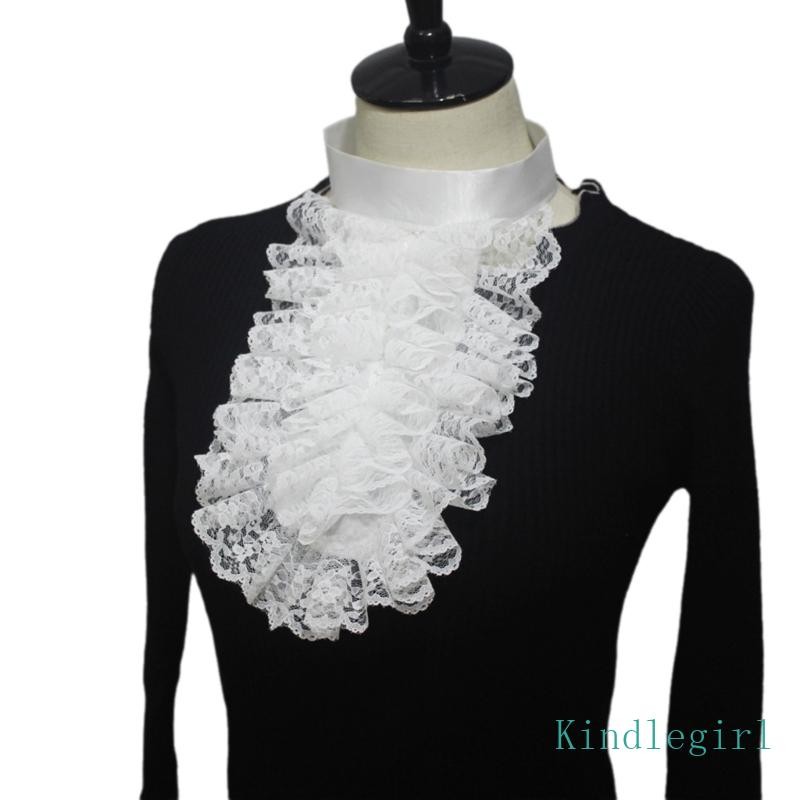 KING Detachable Ruffled Lace False Collar Victorians Colonial Jabot ...