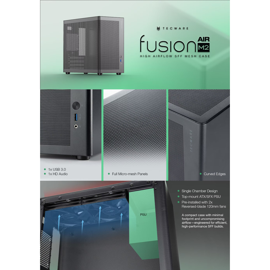 TECWARE FUSION AIR M2 SFF DESKTOP PC CASE / CASING - BLACK | Shopee ...
