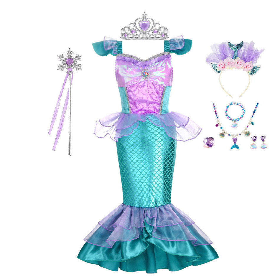 Mermaid Dress Blue Purple The Little Mermaid Ariel Fishtail Skirt Dress ...