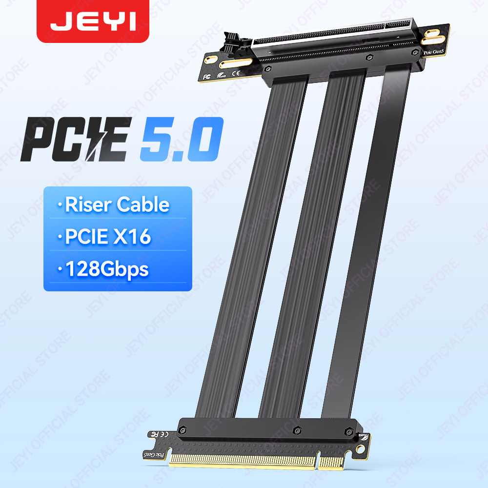 JEYI PCIe 5.0 x16 Riser Cable, 128Gbps EMI Shielded PCIE x16 GPU Extension Cable for or RTX 4090 ...