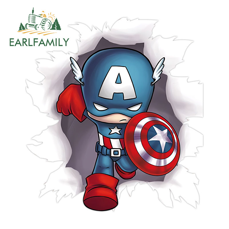 EARLFAMILY Captain America Anime Tear Car Stickers Personality Scratch ...