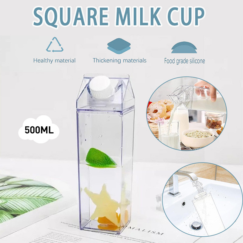 Milk Carton Water Bottle Botol Air Tumbler 500ml Transparent Bottle ...
