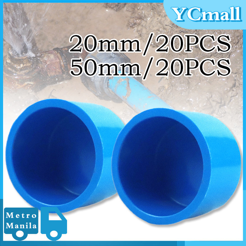20pcs 20/50mm Pvc Blue End Cap Pvc Blue Cap Water Pipe Fittings Water ...