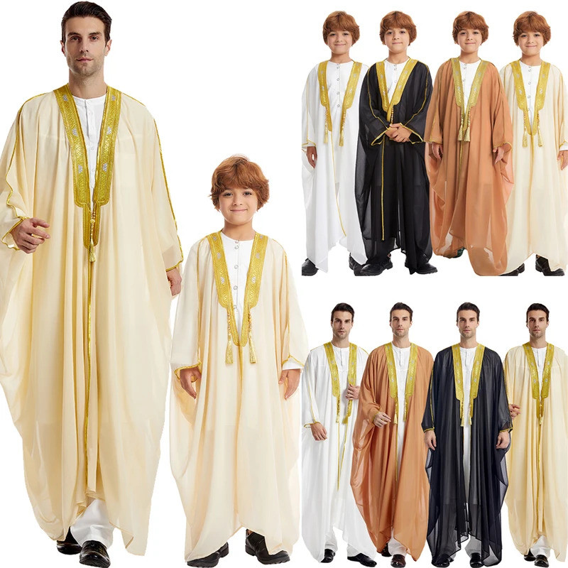 Ramadan Kimono Open Abaya for Prayer Clothes Men Boy Kebaya Muslim ...