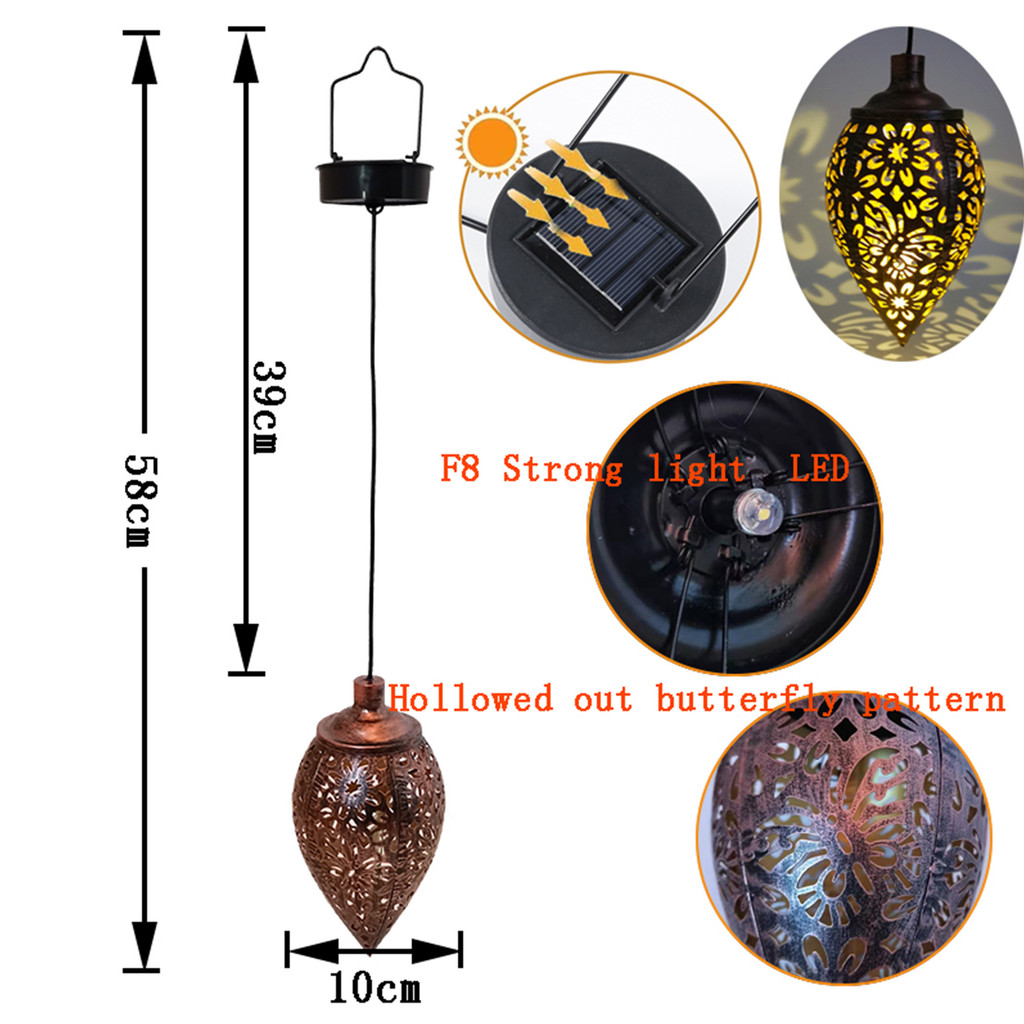 [Verne.my] Solar Lantern Iron Art Hanging Cone Pendant Lanterns ...