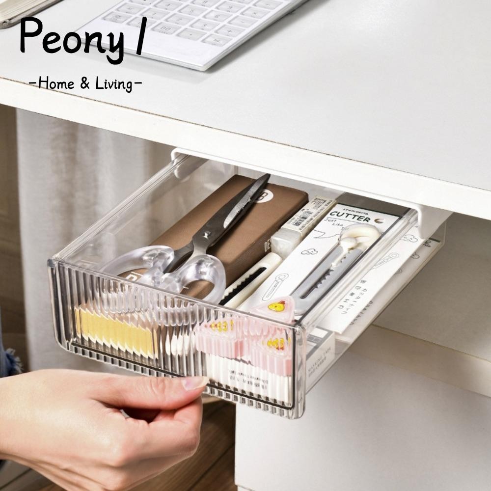 PEONY1 Storage Box Drawer, Attachable Transparent Under Desk Drawer ...