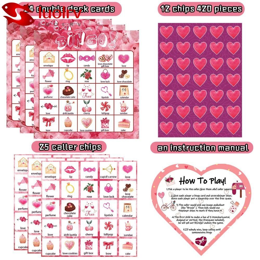 LUOLRV Kids Bingo Game, Kids Toy Party Favors Valentines Bingo Cards ...
