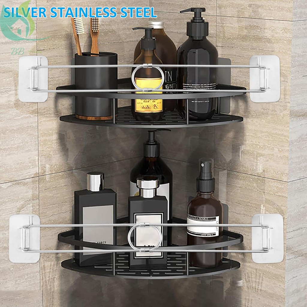 1/2Pcs Shower Corner Storage Bar Stainless Steel Shower Corner Shelf ...